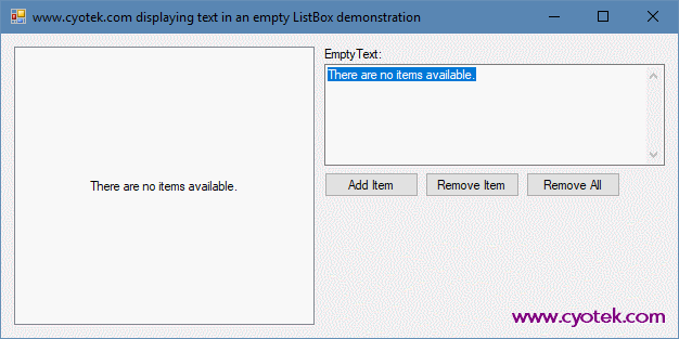 Displaying Text In An Empty Listbox Articles And Information On C And Net Development Topics