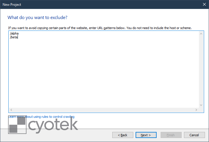 WebCopy 1.8 - New Project Wizard - Articles and information on Cyotek's ...