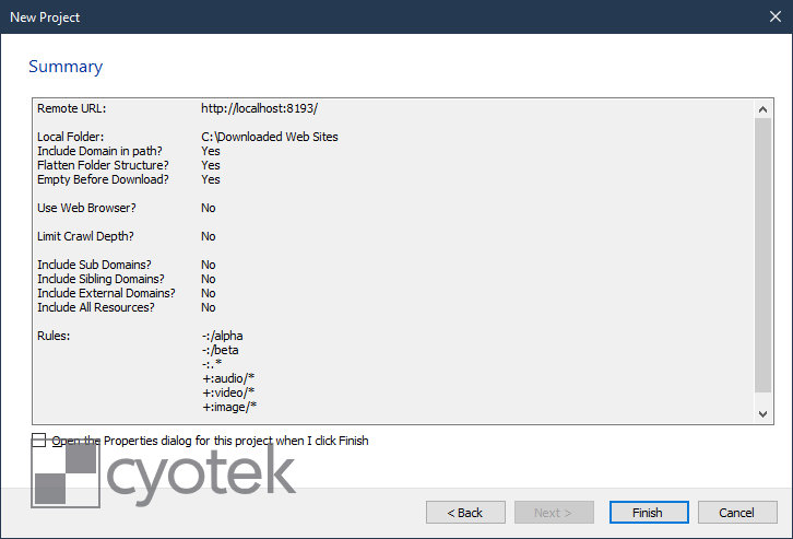 WebCopy 1.8 - New Project Wizard - Articles and information on Cyotek's ...
